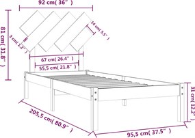 vidaXL Rám postele 90 x 200 cm masivní dřevo [3104855] Barva: Bílá