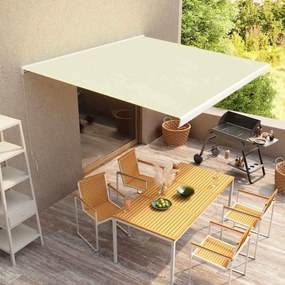 vidaXL Kazetová markýza na ruční ovládání 350 cm [3052671] Barva: Krémová (bílý rám)