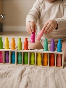 Sinsay - Dřevěná dovednostní hra s barevnými lahvičkami - vícebarevná