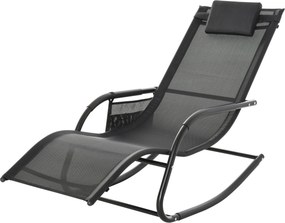 Zahradní houpací křeslo Outsunny s polstrovanými opěrkami, opěrkou hlavy a boční kapsou, nosnost 120 kg pro zahradu, terasu a patio 150x62x88 cm Černé