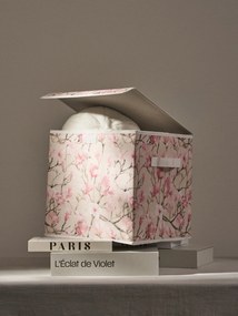 Sinsay - Úložná krabice s víkem s květy - béžová