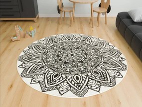 Koberec Lima G754A mandala, bílý / černý kruh