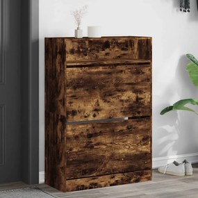 Botník se 2 výklopnými zásuvkami kouřový dub 80 x 34 x 116 cm 3214410