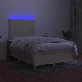 Box spring postel s matrací a LED krémová 120x190 cm textil 3270237