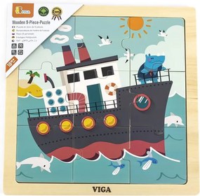 Dřevěné puzzle pro nejmenší Viga 9 ks Loď