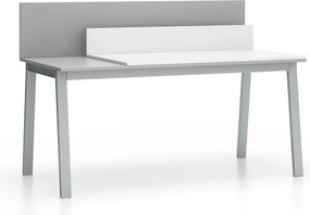 Kancelářský psací stůl SINGLE LAYERS, posuvná vrchní deska, s přepážkami, bílá / šedá
