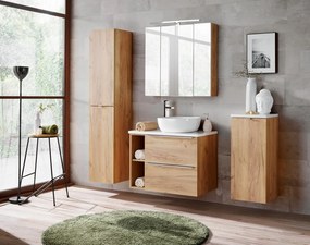 Koupelnová sestava CAPRI Oak Capri | dub zlatý: Vysoká skříňka se zrcadlem 803