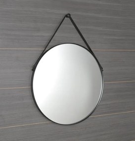 Sapho Sapho, ORBITER zrcadlo kulaté s koženým popruhem, ø 70cm, černá matná, ORT070