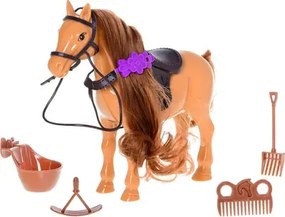 Kůň česací se sedlem a doplňky / Herní set / Plast / 17 cm / 2 barvy /