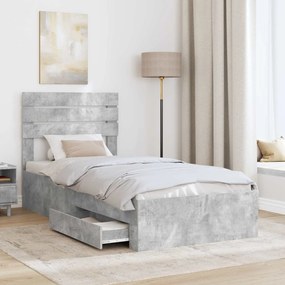 Rám postele s čelo Betonově šedá 100 x 200 cm Kompozitní dřevo 3411678