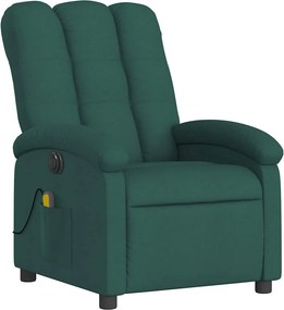 Elektrické masážní polohovací křeslo tmavě zelené textil 3204086
