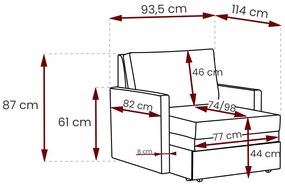 Expedo Rozkládací křeslo ALDIS, 93,5x87x114, doro 17056