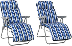 Outsunny Sada slunečních lehátek s polstrováním, skládací sluneční postel, 5polohová nastavitelná opěrka, zahradní lehátko, zahradní nábytek, ocel, po