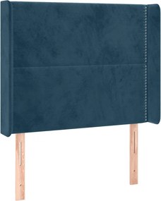 Čelo postele s LED tmavě modré 103 x 16 x 118/128 cm textil 3123954