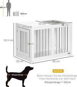 PawHut klec pro psy Klec pro střední psy 80 x 50 x 56,5 cm s dvířky a transportní funkcí v bílé barvě | Aosom.de