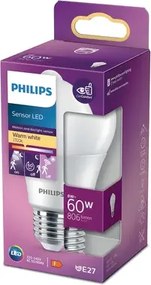 Philips Sensor A60 E27 8W / LED žárovka / matný kryt / teplá bílá / 80