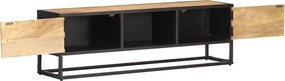 TV stolek s vyřezávanými dvířky 130x30x40 cm hrubý mangovník 320943