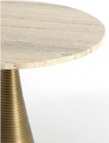 Kulatý konferenční stolek s deskou z kamene v bronzové barvě/ve světle přírodní barvě ø 50 cm Bahia – Light &amp; Living