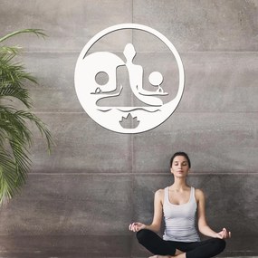 dřevo života Dřevěná dekorace na zeď YING YANG YOGA Zvolte barvu dekoru: Bílá, Zvolte rozměr Ø (cm): 80