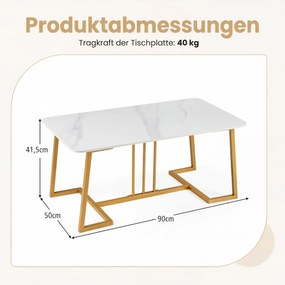 Costway Konferenční stolek umělý mramor 90 cm kovový rám protiskluzový moderní