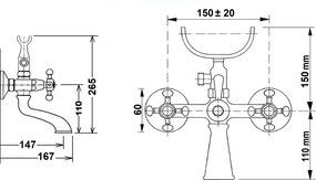 Sapho, ANTEA nástěnná vanová baterie kompletní, chrom