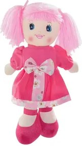SPARKYS Panenka látková tmavě růžové šatičky s mašlí / 30 cm