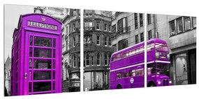 Obraz Londýna v barvách fialové (90x30 cm)
