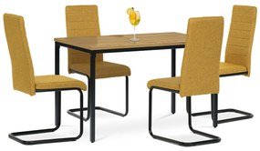 AUTRONIC Židle jídelní, žlutá látka, černý kov