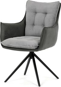 Jídelní otočná židle LEOPOLD - šedý manšestr / černé kovové nohy