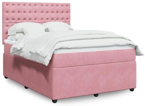 Box spring postel s matrací růžová 160x200 cm samet 3294699