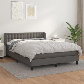 Box spring postel s matrací šedá 140 x 190 cm umělá kůže