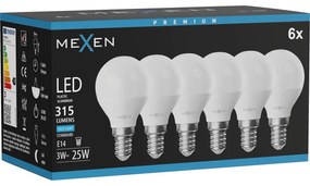 Mexen Nova 6x LED žárovka E14, G45, 3W, Studená - 6500K, 315 lm - L101-E14-0365-01x06