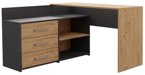 Rohový psací stůl levý + komoda DANY antracit/dub artisan