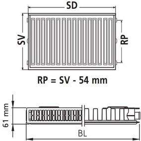 Kermi Therm X2 Profil-kompakt deskový radiátor 11 300 / 2000 FK0110320