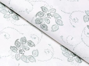 Biante Bavlněný povlak na polštář s lemem Sandra SA-089 Zelené popínavé květy na bílém 30 x 50 cm