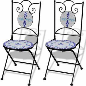3dílný bistro set mozaikový keramický modro-bílý 271771