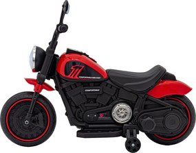 Ramiz Elektrická motorka Chopper FASTER pro děti červená + FM rádio + audio panel + LED