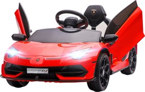 HOMCOM Dětské elektrické auto LAMBORGHINI AVENTADOR SVJ ROADSTER 12V s dálkovým ovládáním 2.4G, 2 motory, dětské auto s MP3 klaksonem, hudbou, jemným