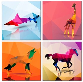 Obraz - Geometric Animals (4 Parts)