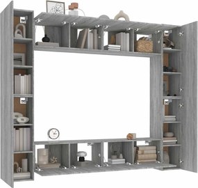 8dílný set TV skříněk šedý sonoma kompozitní dřevo 3114236