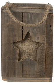 Dřevěná retro lucerna s hvězdou Star – 19x19x28 cm