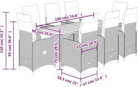 9dílný zahradní bistro set s poduškami černý polyratan 3276985