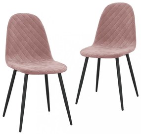 Jídelní židle 2 ks samet / kov Dekorhome Černá