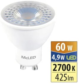 LED žárovka GU10 McLED 4,9W (60W) teplá bílá (2700K), reflektor 38° ML-312.167.87.0