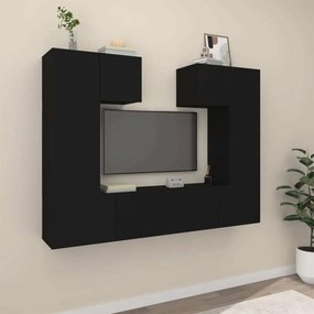 vidaXL 6dílný set TV skříněk kompozitní dřevo [3114459] Barva: Černá