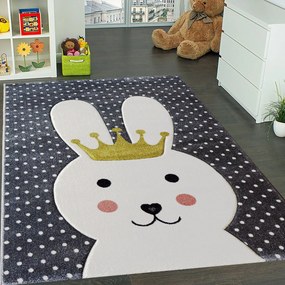 BE Dětský koberec Smart Kids 22414 GREY - šedý obdélníkový, králík Rozměr: 120x180 cm