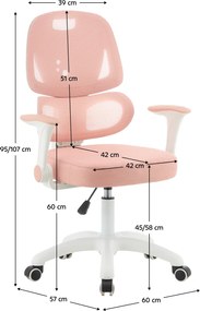 Dětská rostoucí židle WAFFLE - růžová síťovina