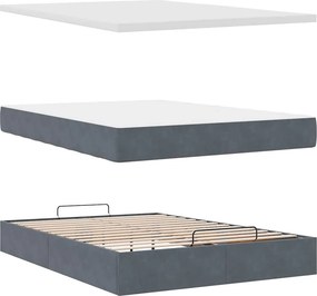 Osmanský rám postele s matrací tmavě šedá 140x200cm samet 3312627