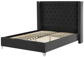Sametová postel 160 x 200 cm černá LUBBON Beliani