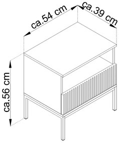 Noční stolek Sento, černá/dub wotan, s osvětlením